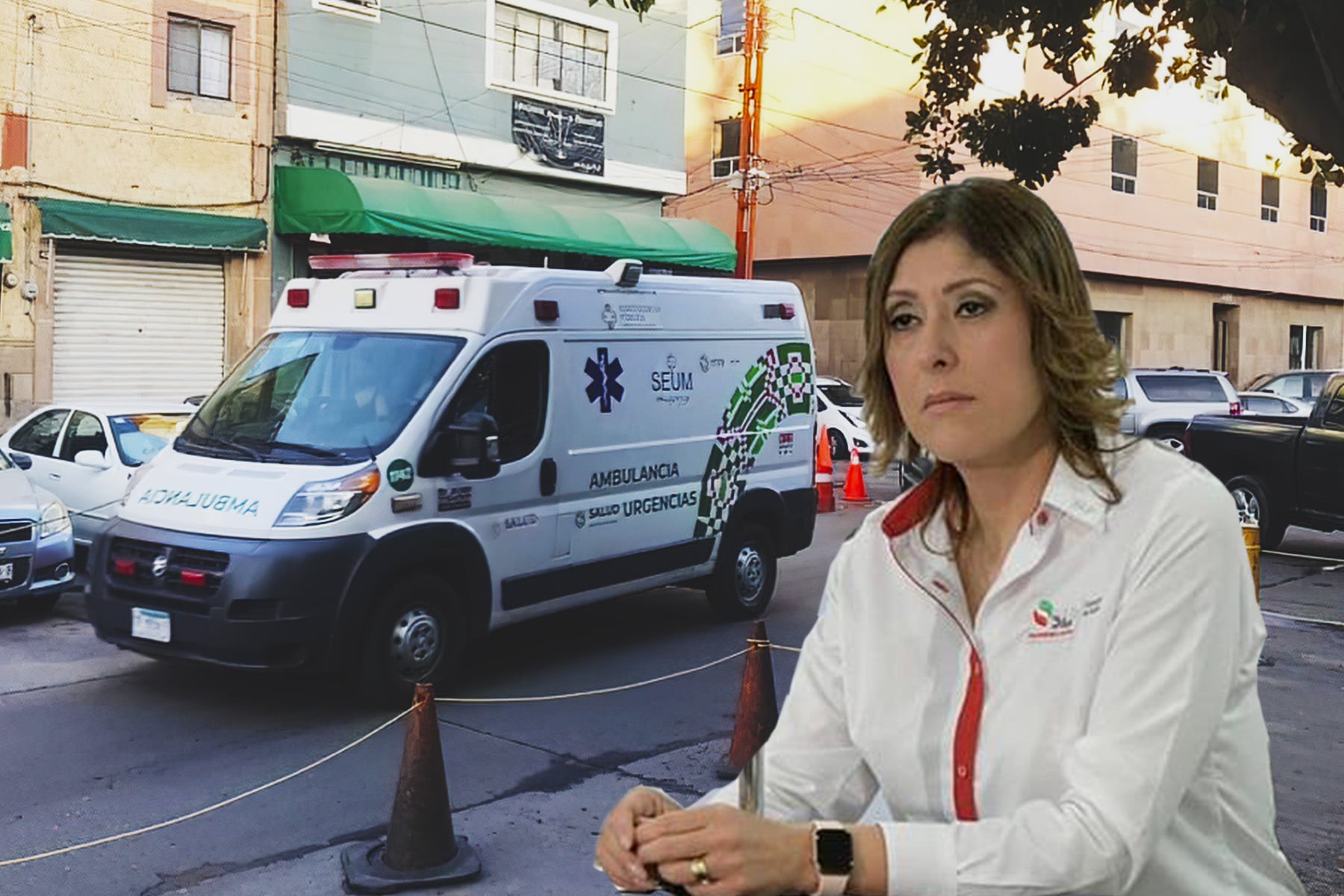 Mónica Rangel llega en ambulancia a los separos de la ministerial