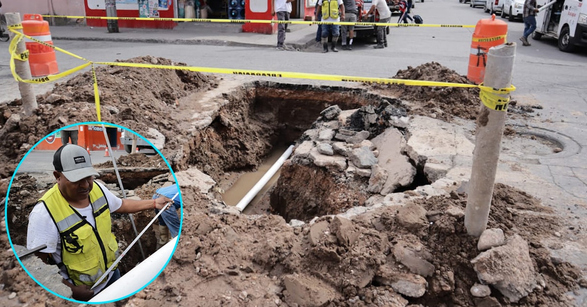 Interapas controla fuga de agua en la avenida Adolfo López Mateos