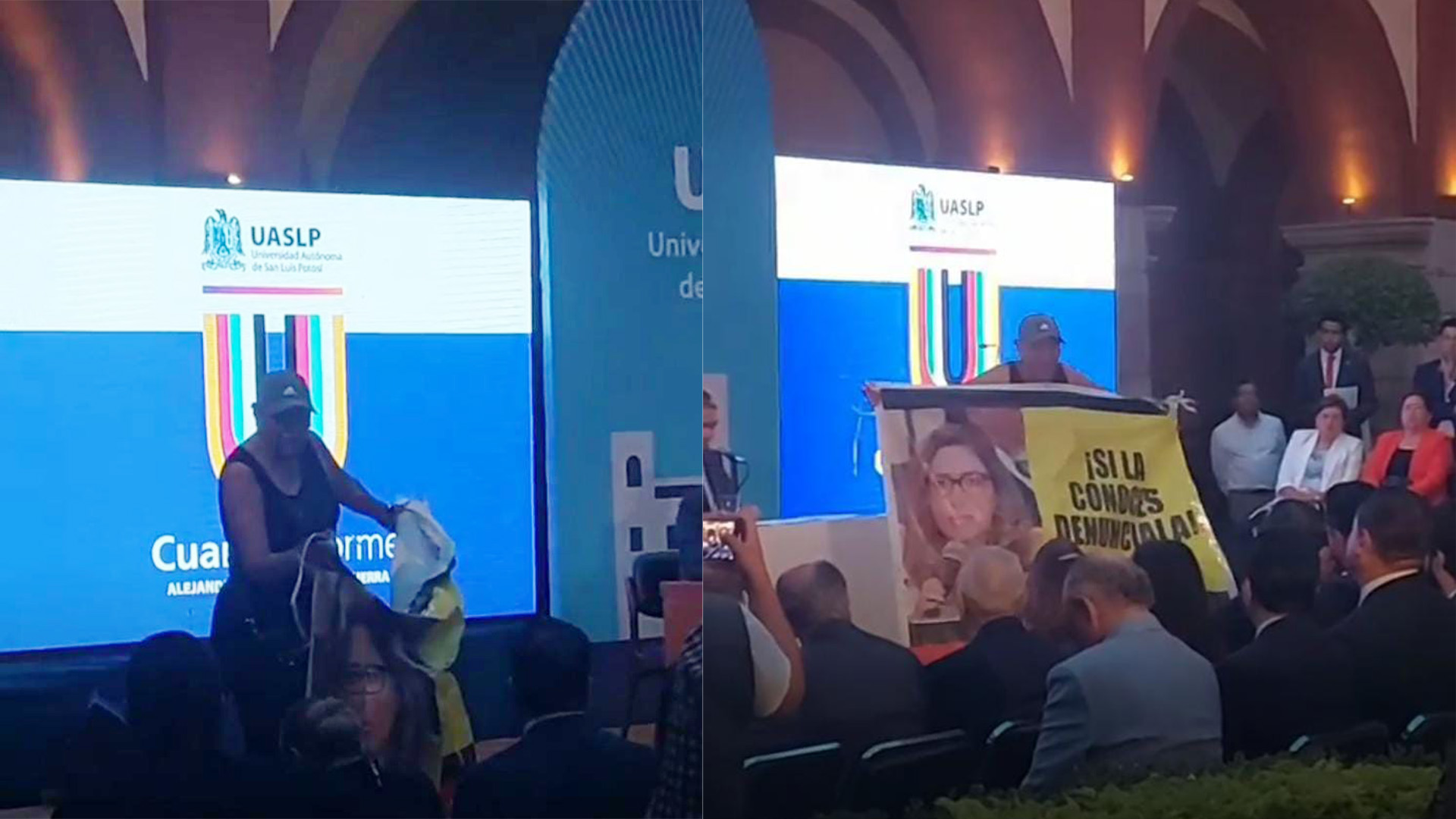 Víctimas se manifiestan durante informe de actividades del rector ...