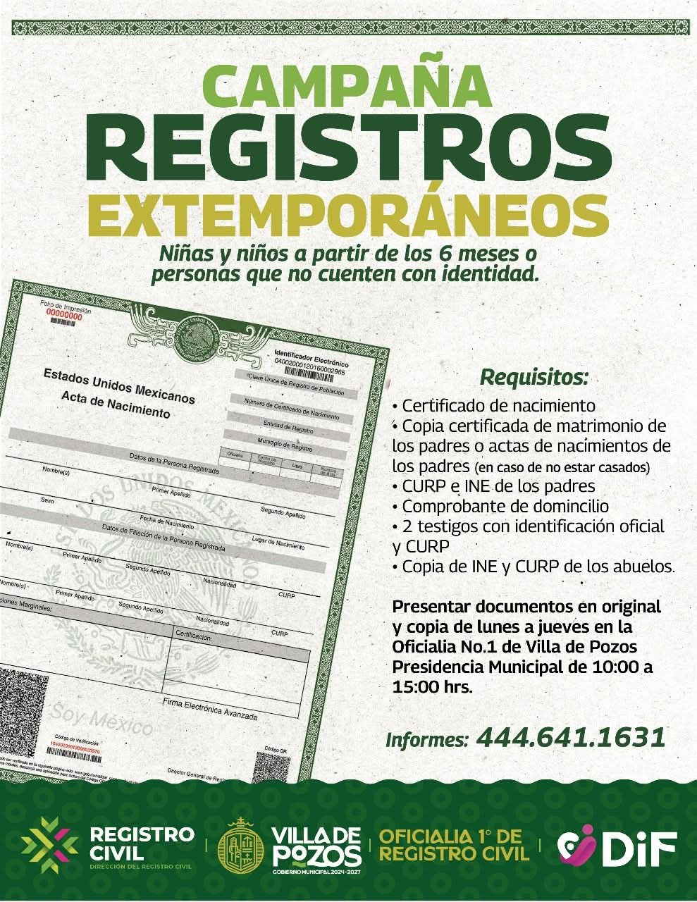 Villa de Pozos realizará campaña de registro extemporáneo para ...